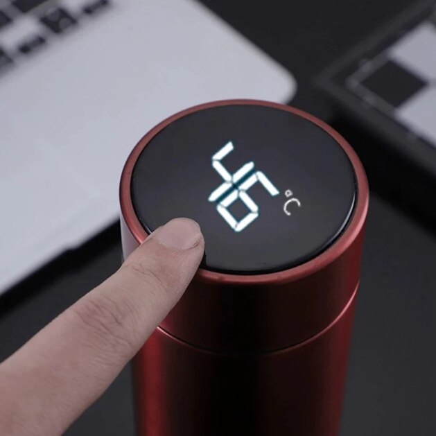 Termos inteligent cu ecran tactil LCD, 500 ml, Rosu Aden Depo - eMAG.ro