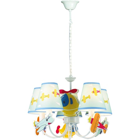 Lustra Decorativa camera copiilor, model Avion, 5xE14, Multicolor, 40W ...