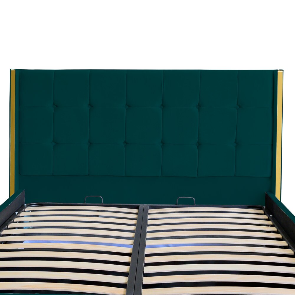 Pat dublu tapitat model Nevada 160/200 cm culoare verde cu somiera ...