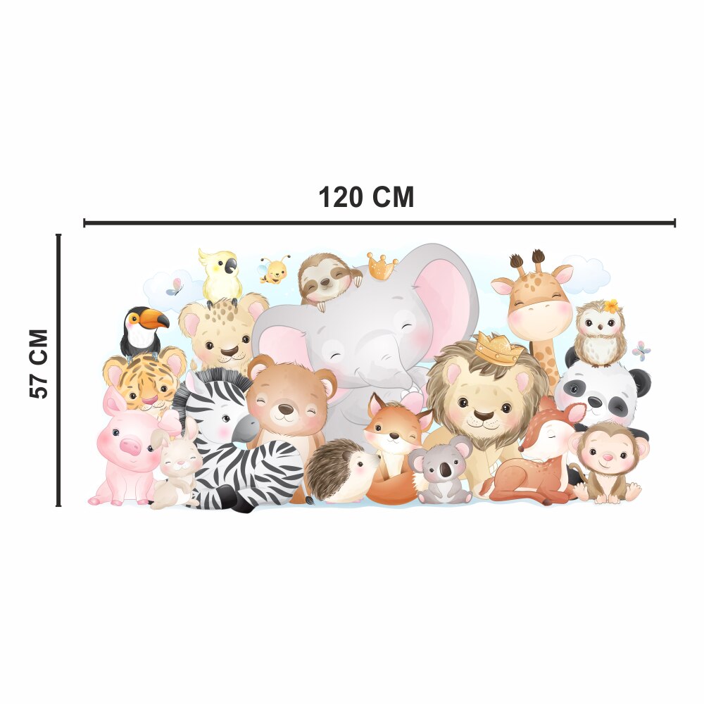 Sticker perete, Priti Global, cu animale, 57x120 cm - eMAG.ro