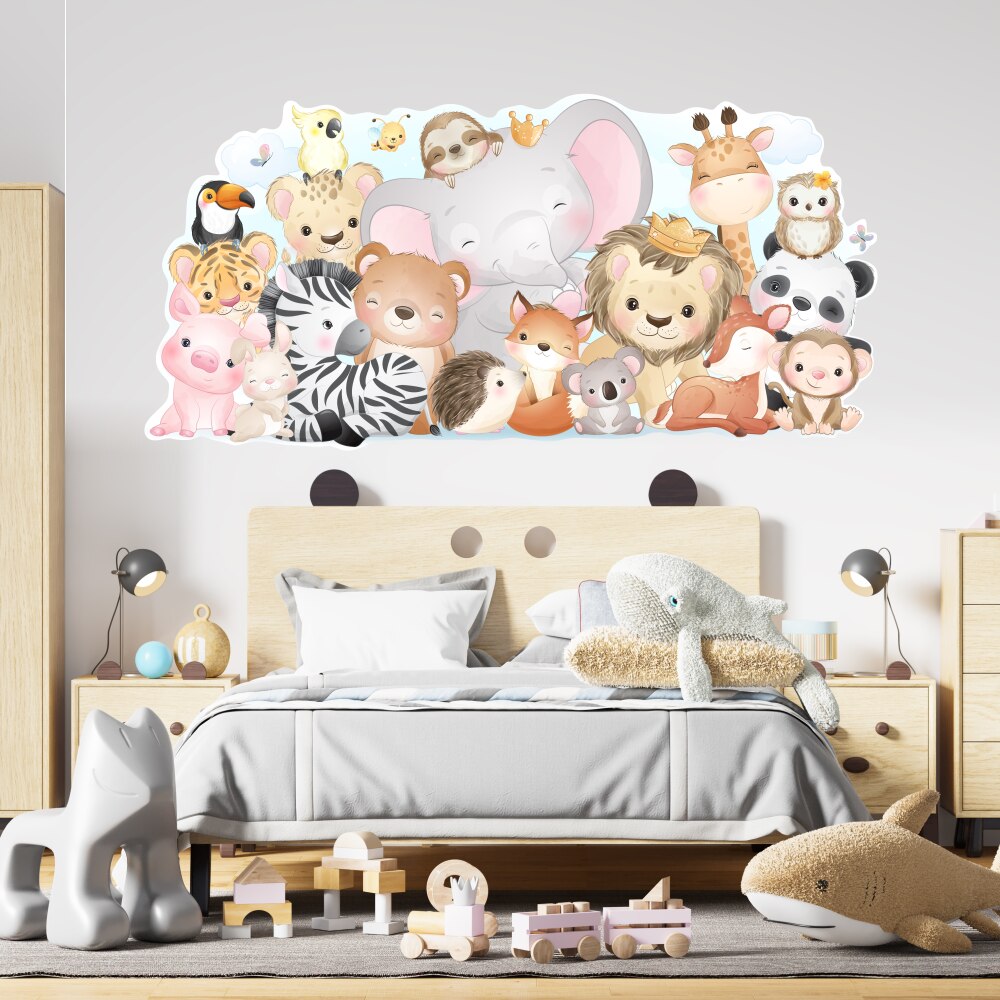 Sticker perete, Priti Global, cu animale, 57x120 cm - eMAG.ro