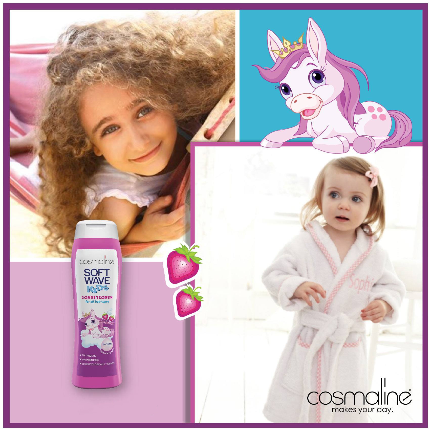 Pachet Sampon 400ml si Balsam 400ml Cosmaline Soft Wave Kids, cu ...