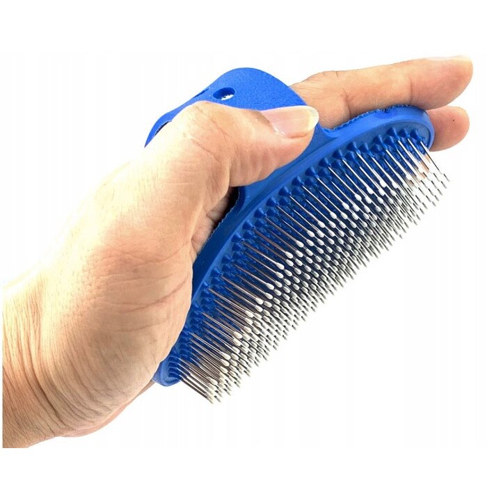 Perie pentru caini si pisici, Zola®, albastra, 13.5 cm - eMAG.ro