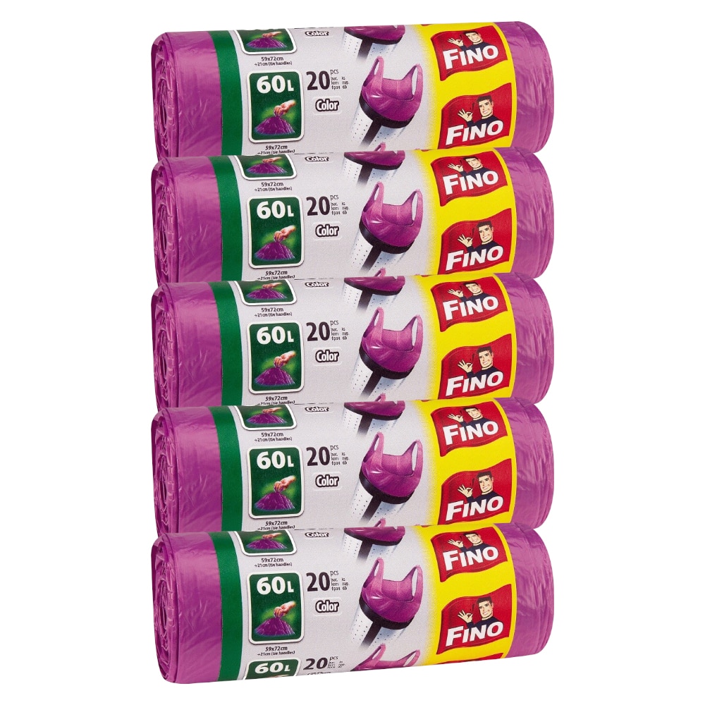 Pachet 5 x Saci Menaj Fino, Menaj Hd Colorati 60 l, 20 Bucati - eMAG.ro