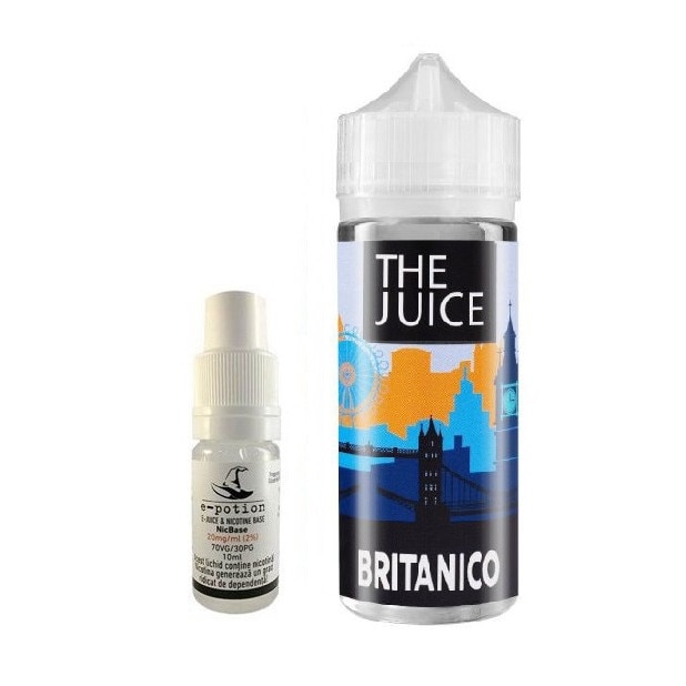 Pachet Lichid Tigara Electronica The Juice - Britanico, 2mg/ml, 90ml cu Nicotina - eMAG.ro