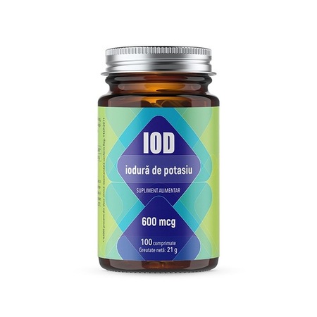 Iodura de potasiu, iod 600 mcg, 100 comprimate, Laboratoarele Remedia ...