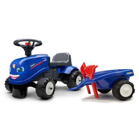 Tractor pentru copii Falk, Cu claxon, Cu remorca, Plastic, Rosu, Negru ...