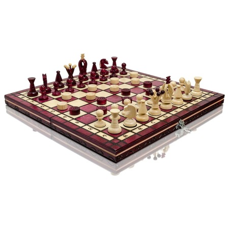 Set de sah Master of Chess, Clasic, 35 x 35 cm, Lemn, Alb, Rosu - eMAG.ro
