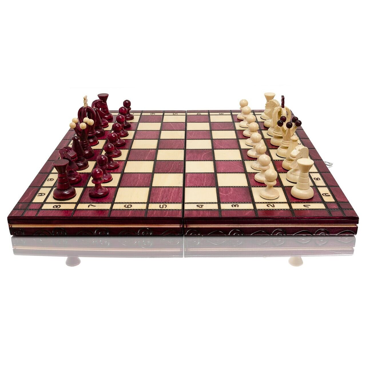 Set de sah Master of Chess, Clasic, 35 x 35 cm, Lemn, Alb, Rosu - eMAG.ro