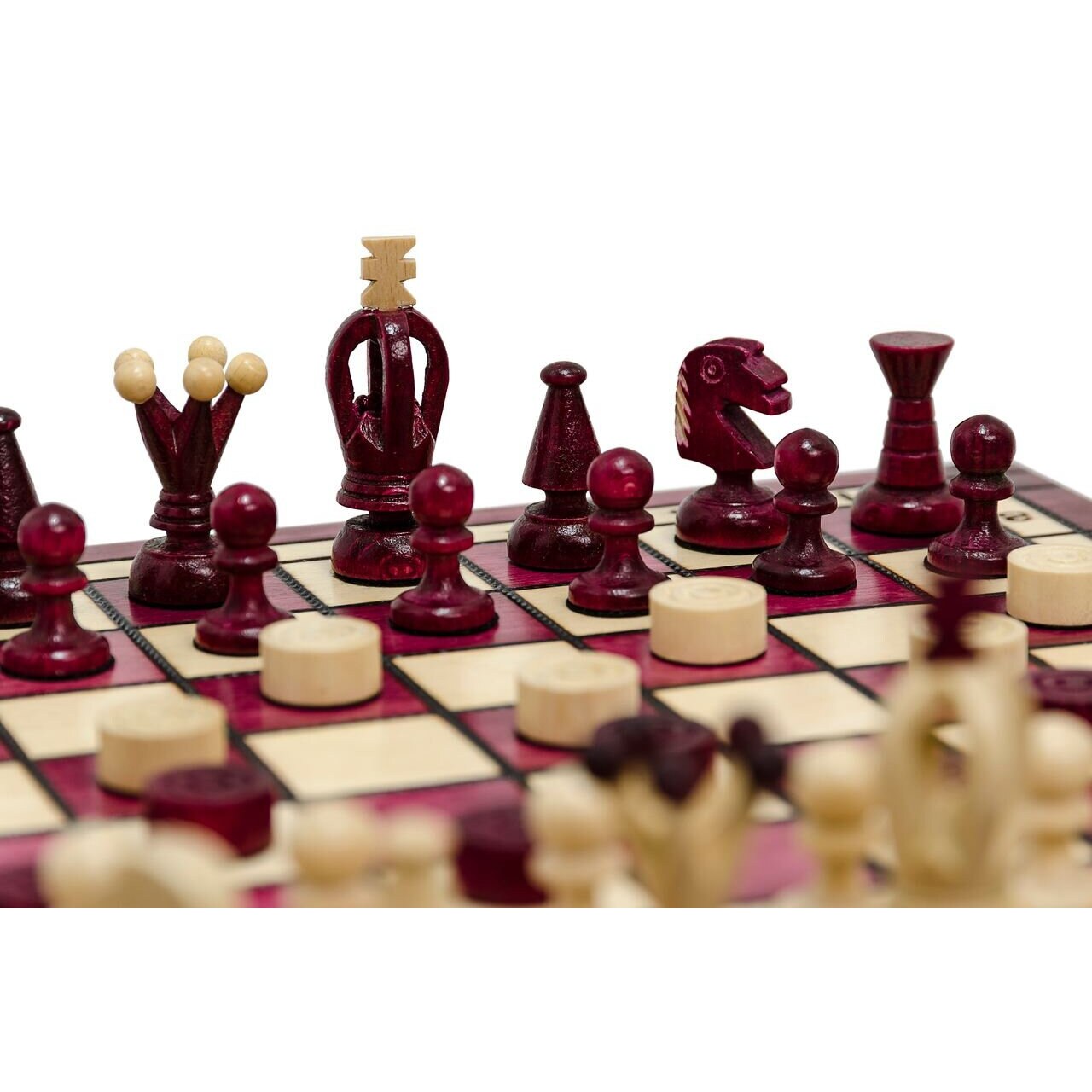 Set de sah Master of Chess, Clasic, 35 x 35 cm, Lemn, Alb, Rosu - eMAG.ro