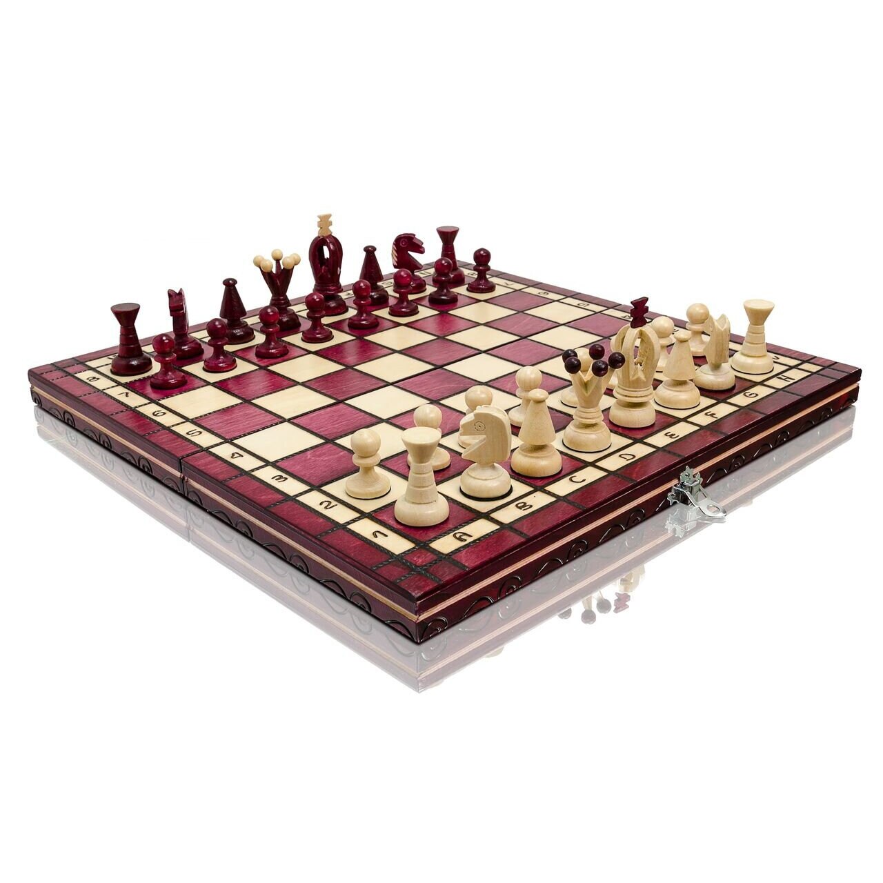 Set de sah Master of Chess, Clasic, 35 x 35 cm, Lemn, Alb, Rosu - eMAG.ro