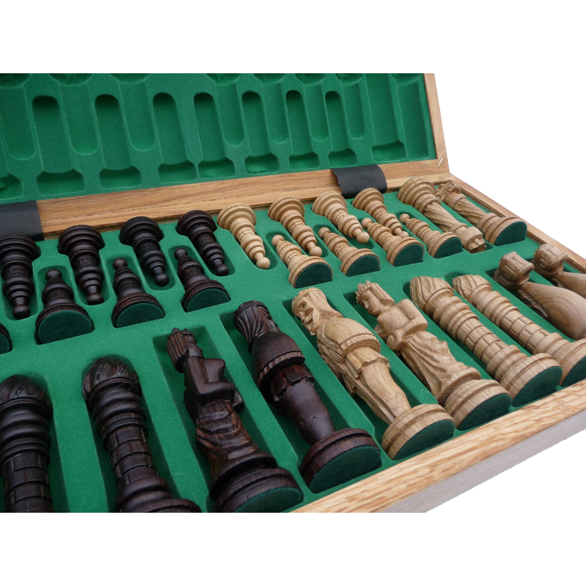 Set de sah Master of Chess, Clasic, 65 x 65 cm, Lemn, Alb, Verde, Maro ...