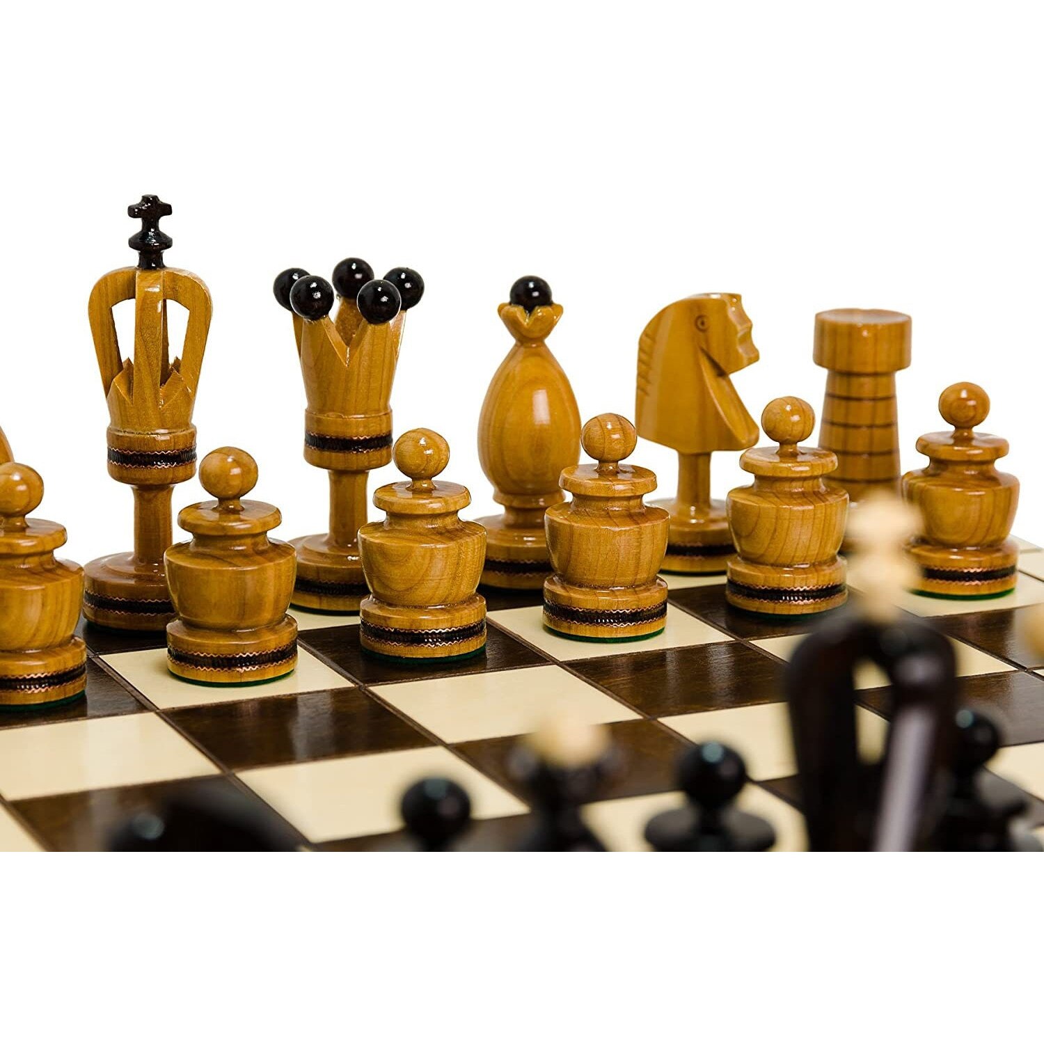 Set de sah Master of Chess, Clasic, 50 x 50 cm, Lemn, Alb, Maro, Verde ...