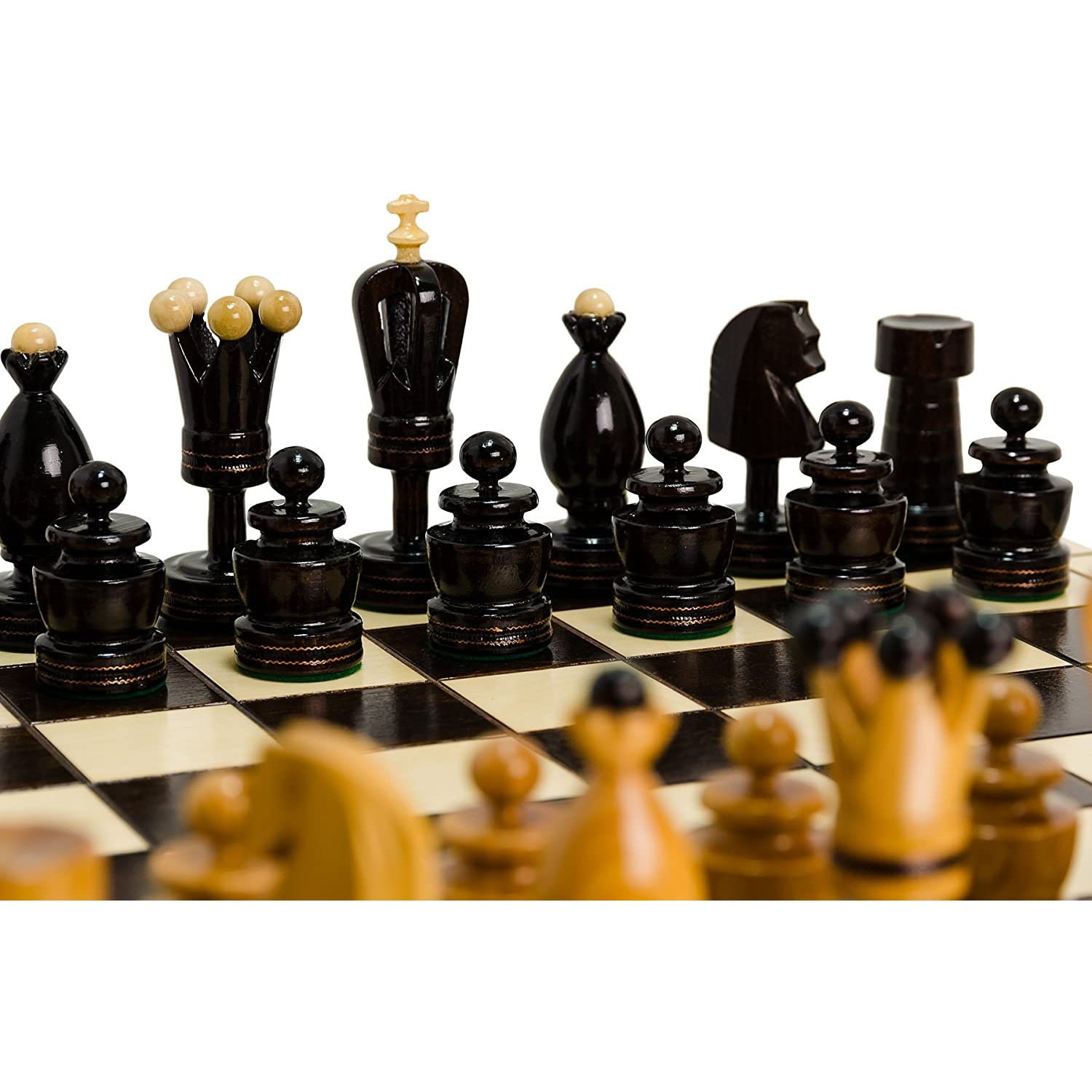 Set de sah Master of Chess, Clasic, 50 x 50 cm, Lemn, Alb, Maro, Verde ...