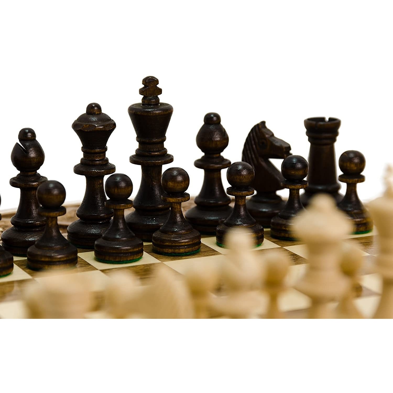 Set de sah Master of Chess, Clasic, Tabla rotunda, Lemn, Alb, Maro ...