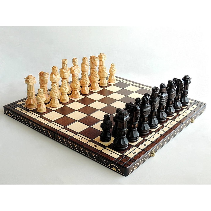 Set de sah Master of Chess, Clasic, 60 x 60 cm, Lemn, Alb, Maro - eMAG.ro