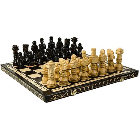 Set de sah Master of Chess, Clasic, 60 x 60 cm, Lemn, Alb, Maro - eMAG.ro