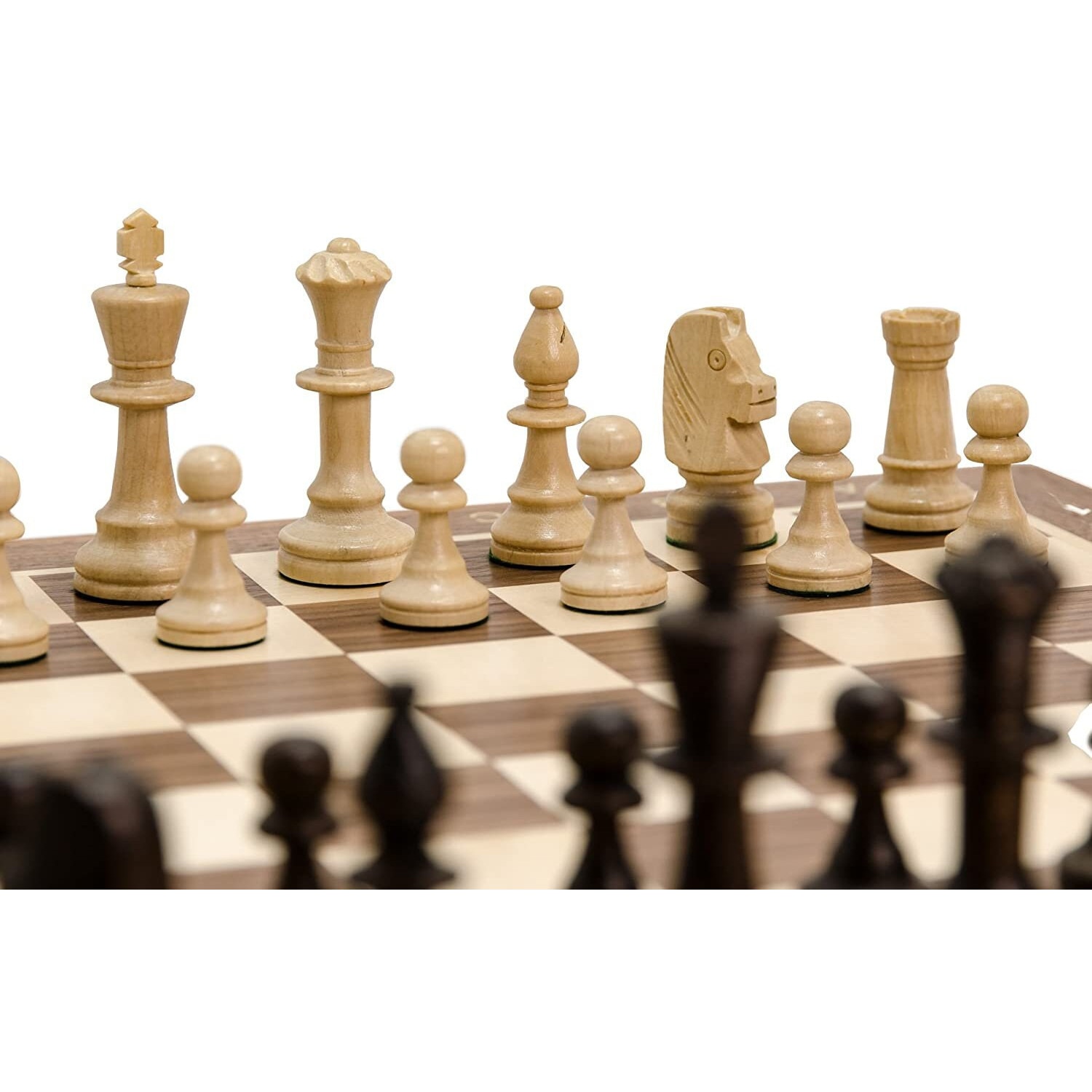 Set de sah Master of Chess, Model clasic, Pliabla, Lemn, Alb, Maro ...