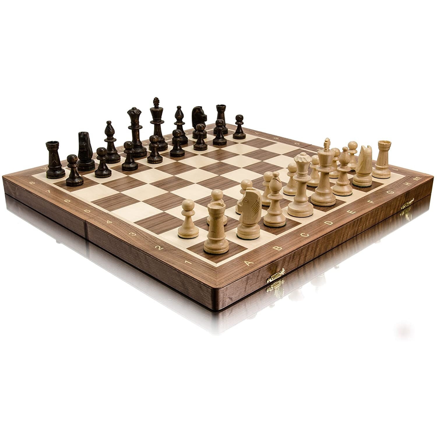 Set de sah Master of Chess, Model clasic, Pliabla, Lemn, Alb, Maro ...