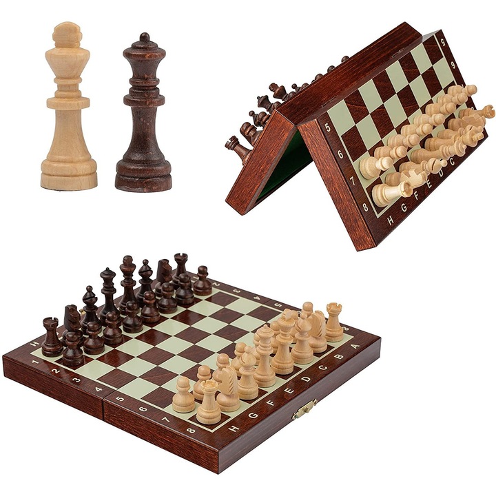 Mini Set de sah Master of Chess, Model clasic, Tabla pliabla, 20 x 20 ...