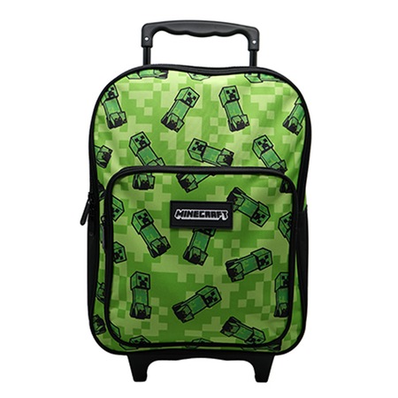 Ghiozdan gradinita Minecraft Creeper, Troler, 29 x 15.5 x 38 cm, Verde ...