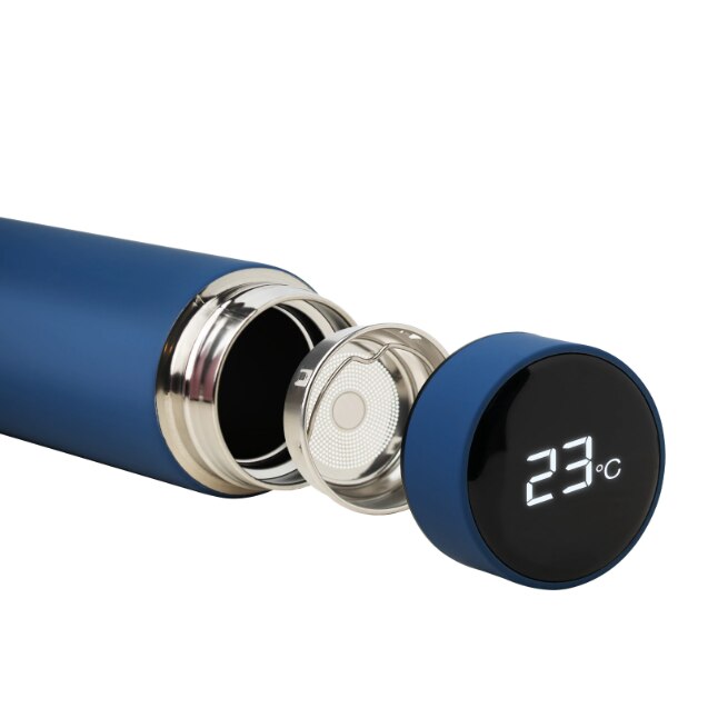 Termos inteligent cu ecran tactil LCD, 500 ml, Albastru Aden Depo - eMAG.ro