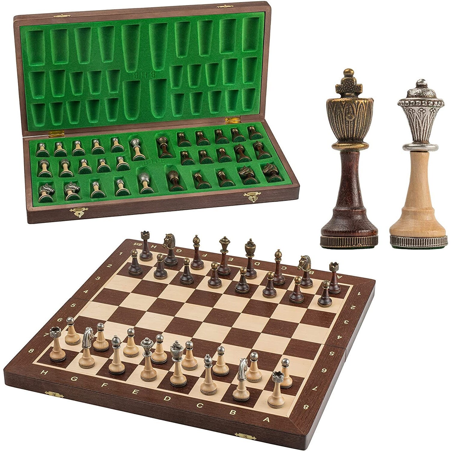 Set de sah Master of Chess, Model clasic, Tabla pliabla, 48 x 48 cm ...
