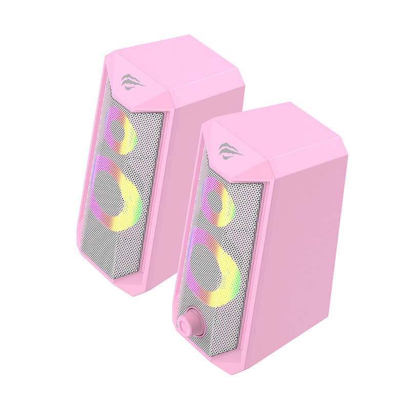 Set 2 Boxe PC, Havit, Iluminare RGB, Roz - eMAG.ro