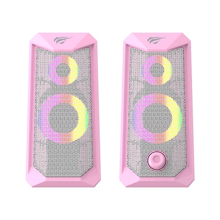 Set 2 Boxe PC, Havit, Iluminare RGB, Roz - eMAG.ro