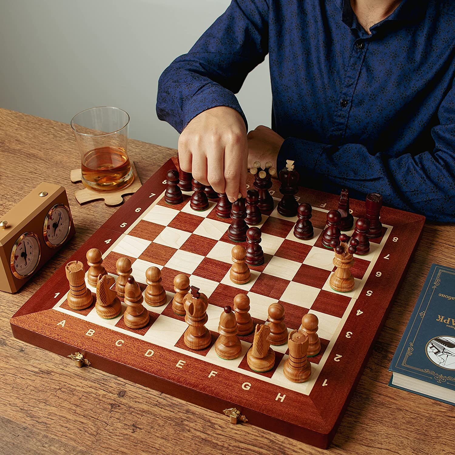 Set de sah Master of Chess, Model clasic, Tabla pliabla, 42 x 42 cm ...