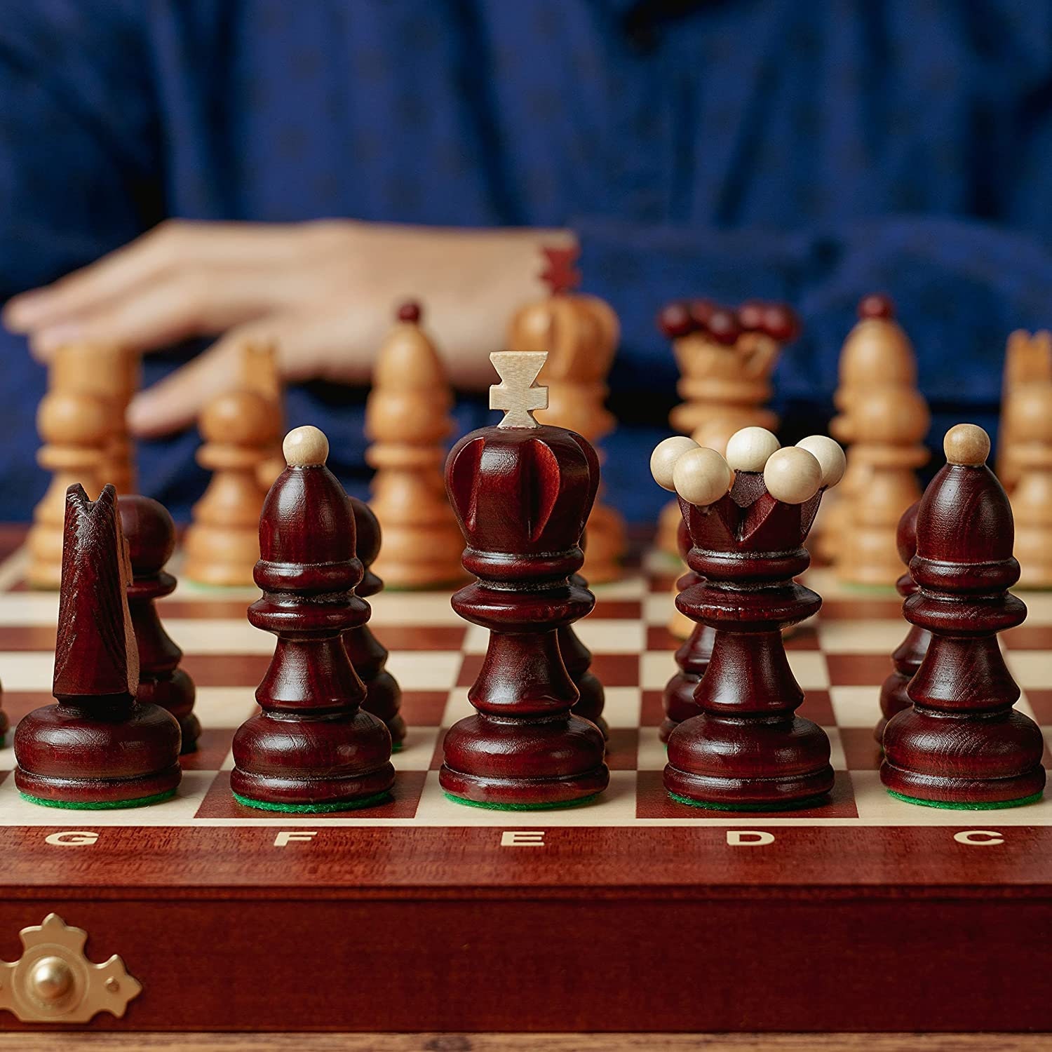 Set de sah Master of Chess, Model clasic, Tabla pliabla, 42 x 42 cm ...