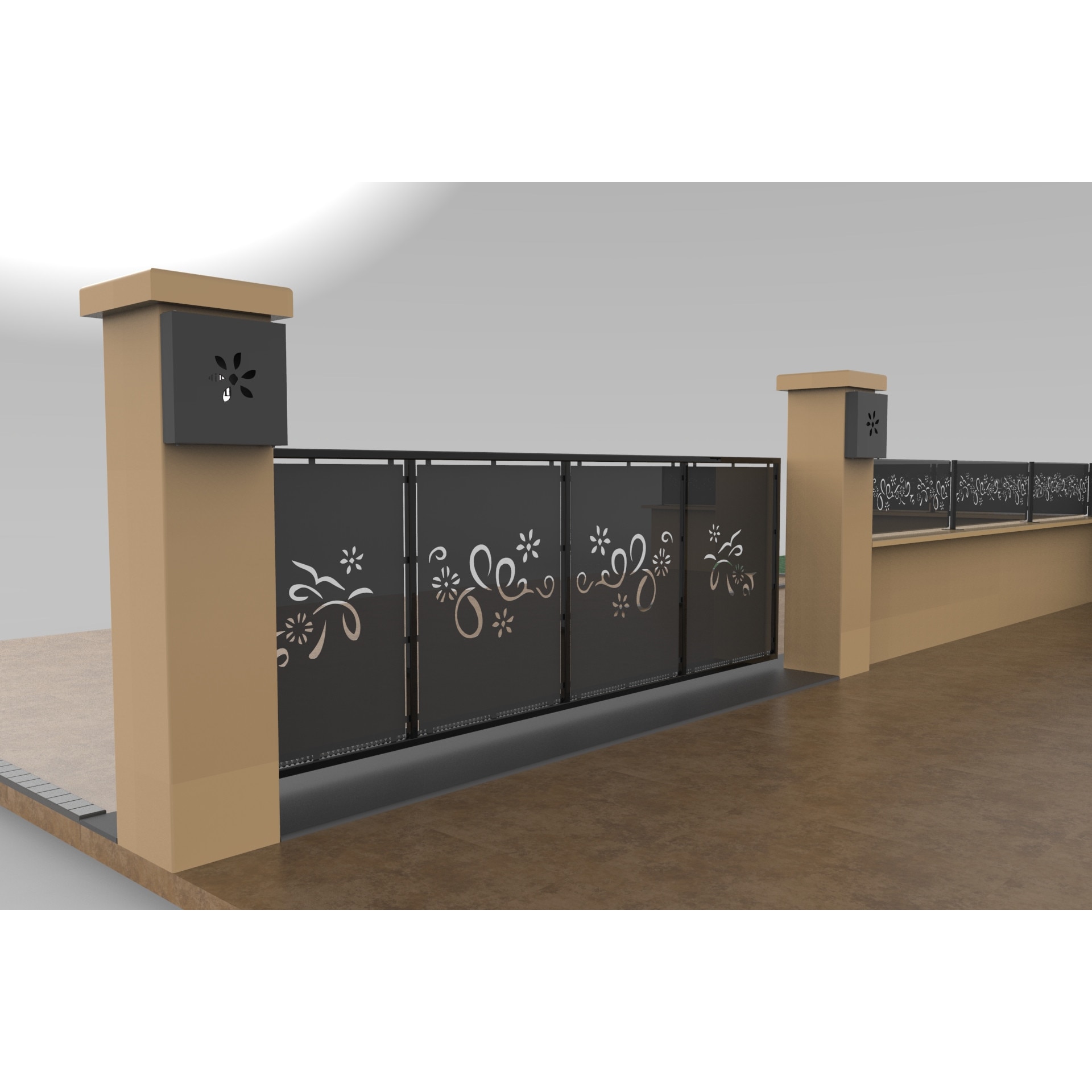 Poarta Deco 2 Culisanta, Acces Auto, Aluminiu, Neagra, 4080 x 1800mm ...