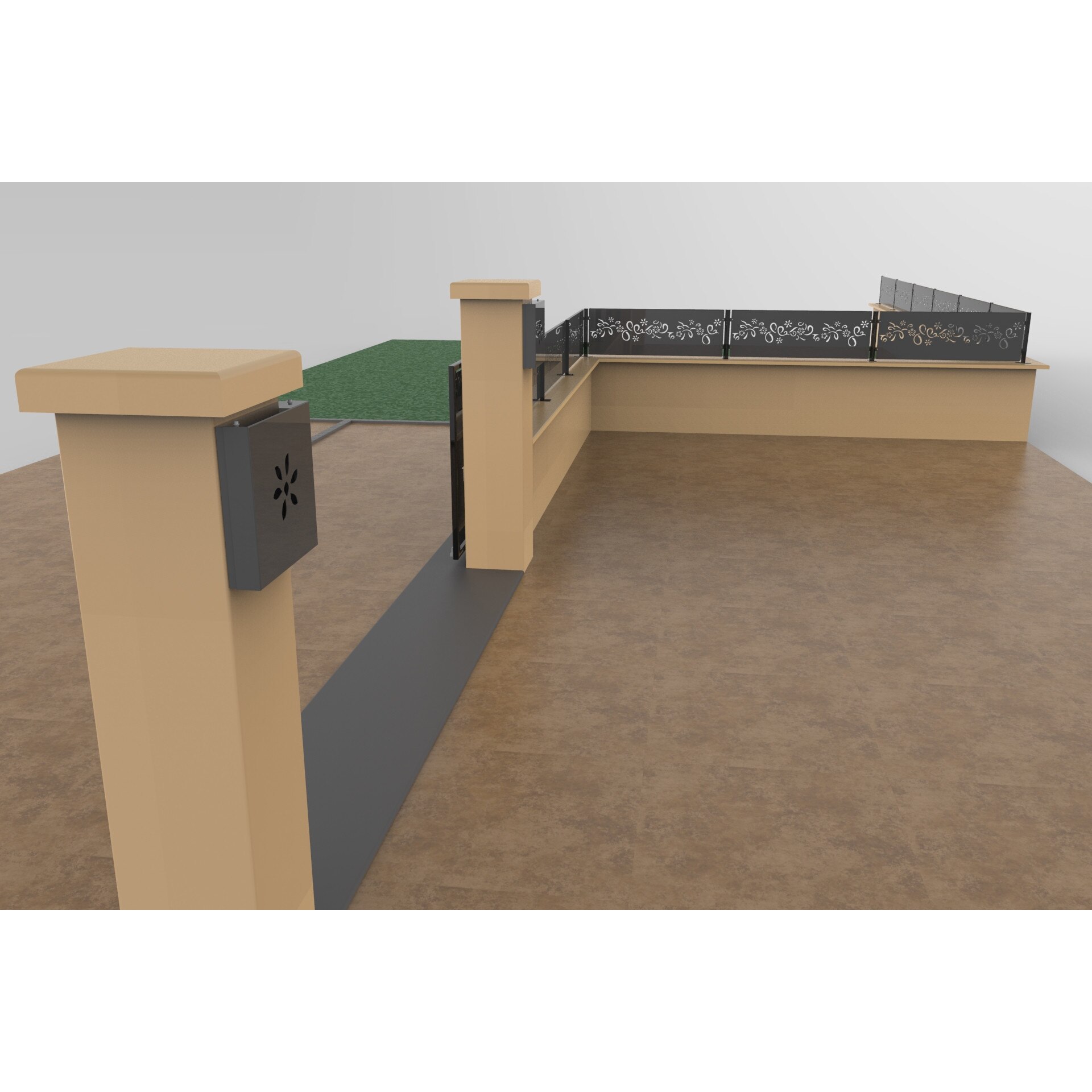 Poarta Deco 2 Culisanta, Acces Auto, Aluminiu, Neagra, 4080 x 1800mm ...