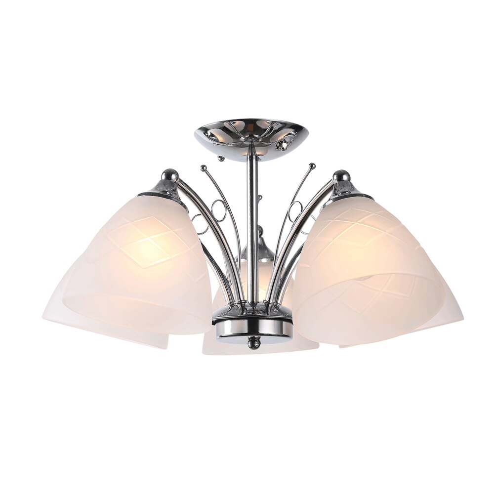 Lustra Decorativa pentru interior, 5xE27, Alb si Crom, 60W, metal si ...