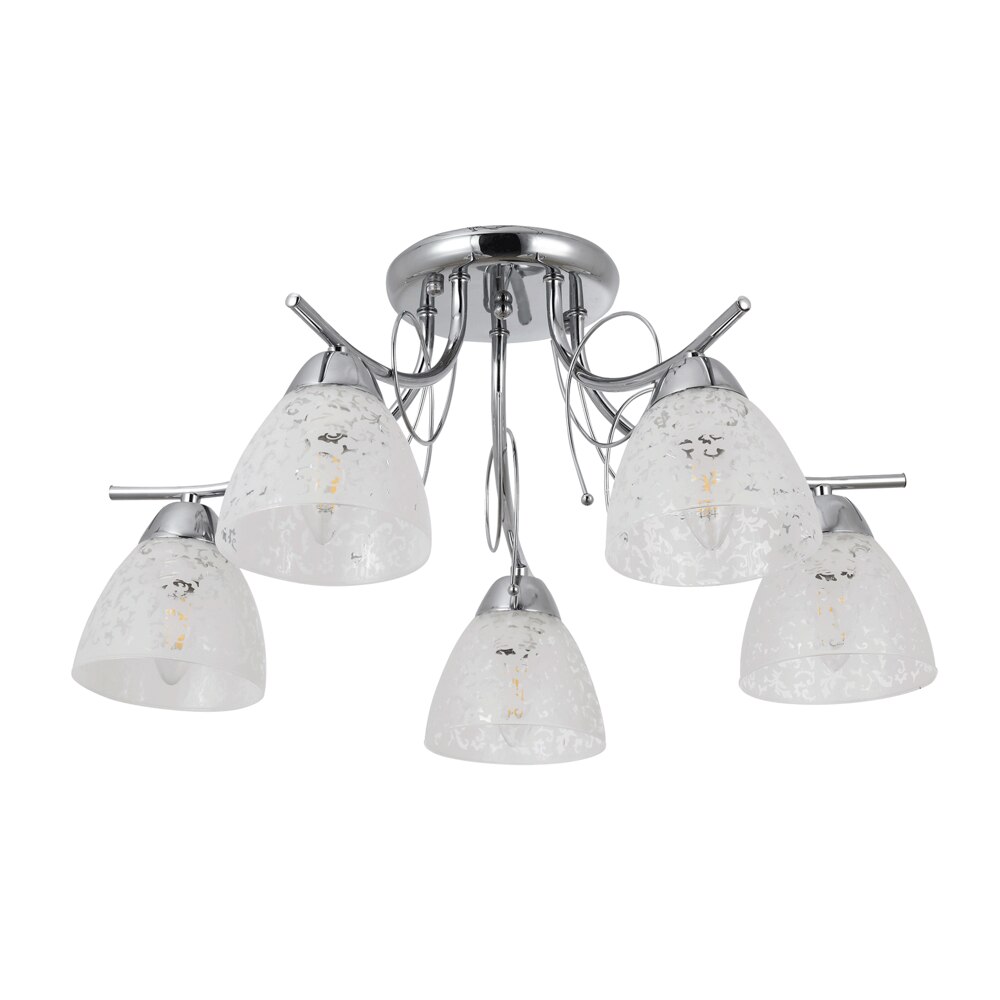 Lustra Decorativa pentru interior, 5xE27, Crom, 60W, metal si sticla ...