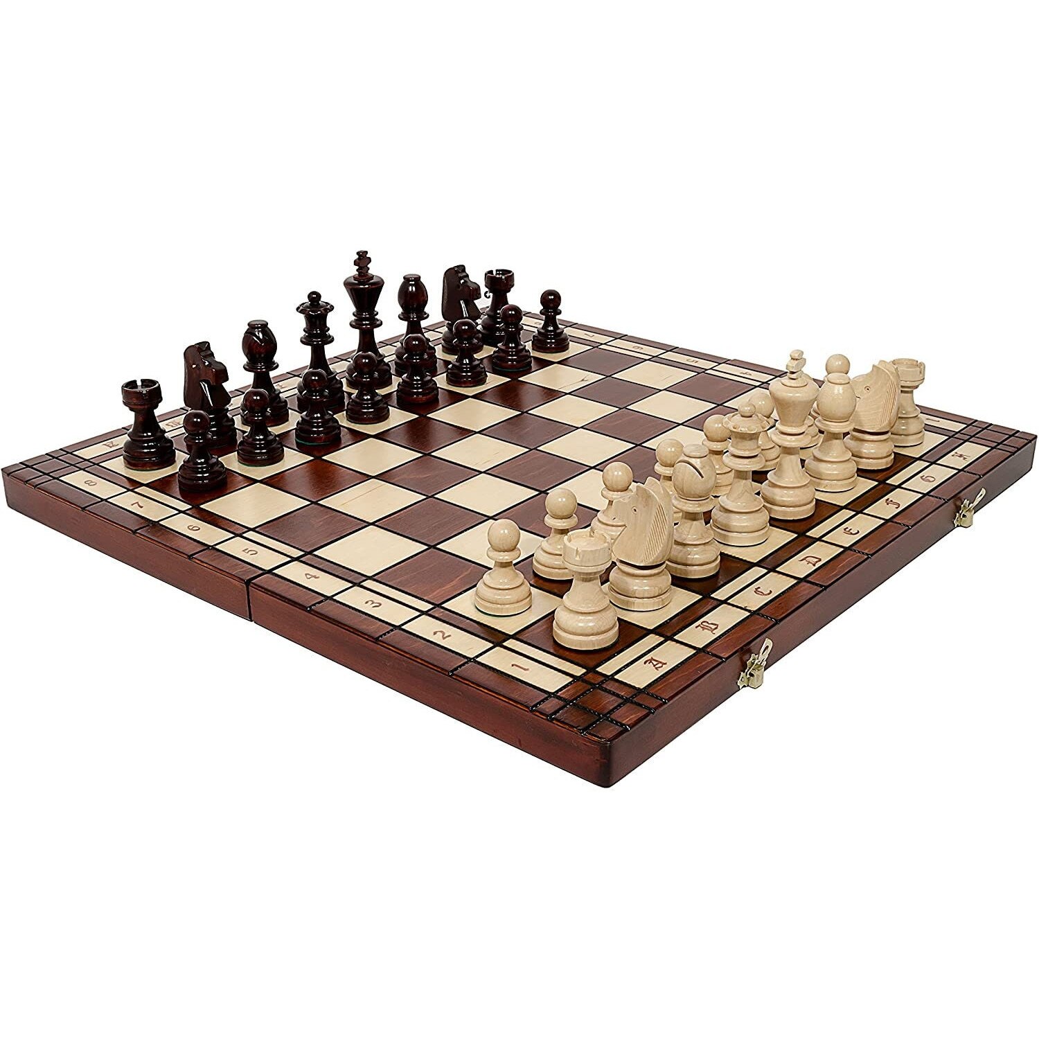 Set de sah Master of Chess, Model clasic, Tabla pliabla, Lemn, Alb ...