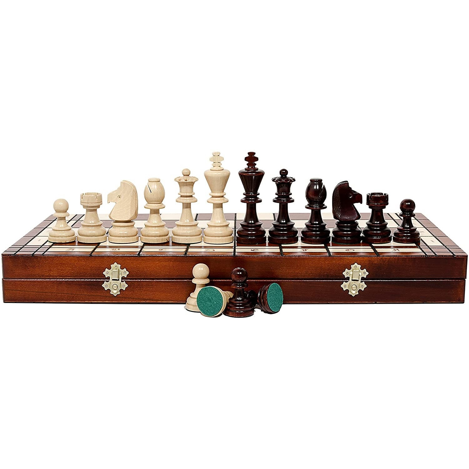 Set de sah Master of Chess, Model clasic, Tabla pliabla, Lemn, Alb ...