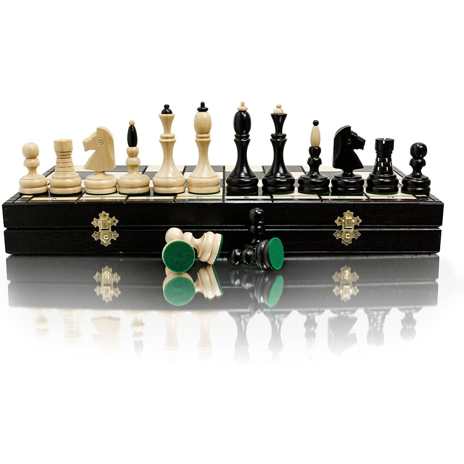 Set de sah Master of Chess, Model clasic, Tabla pliabla, Lemn, Alb ...