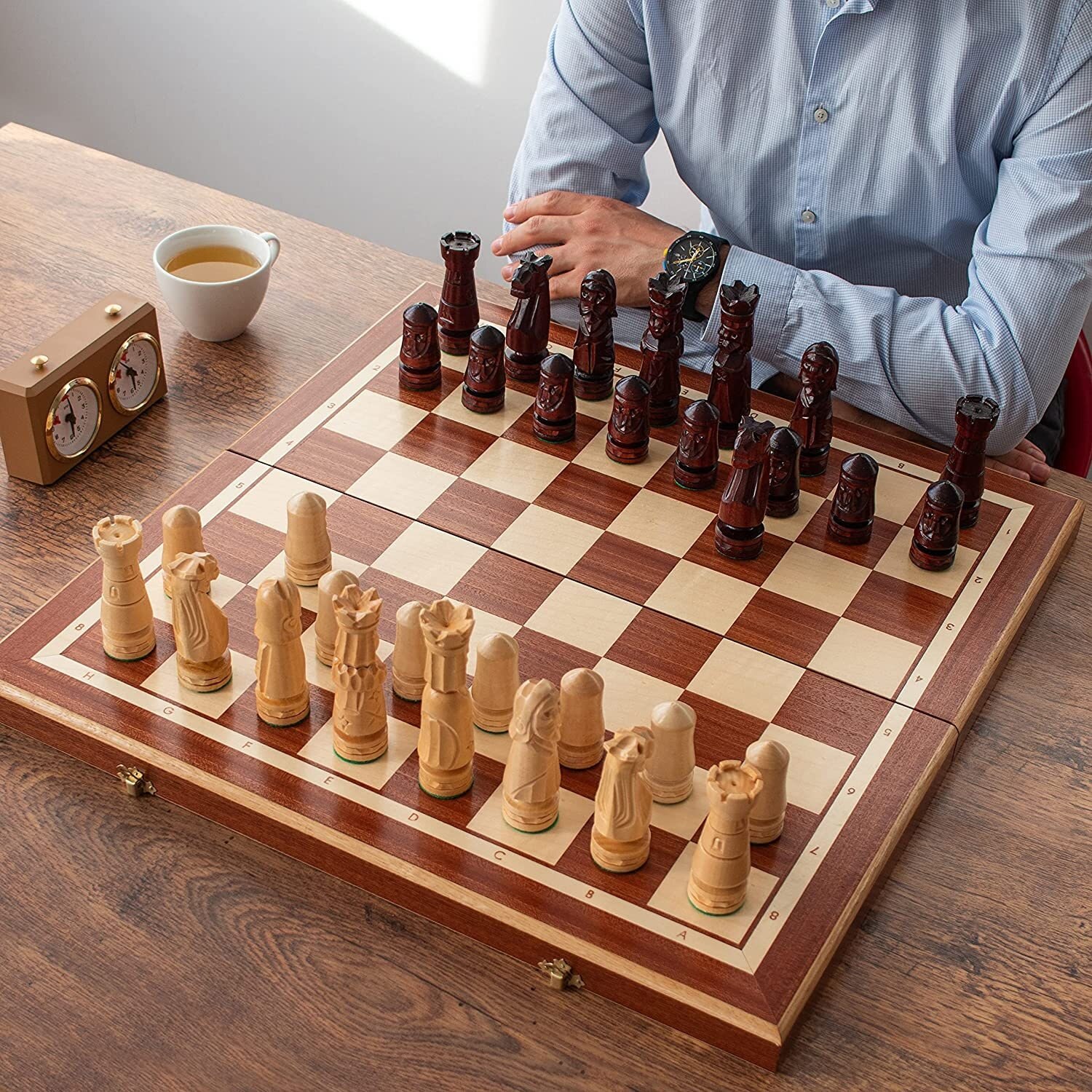Set de sah Master of Chess, Model clasic, Tabla pliabla, 56 x 56 cm ...