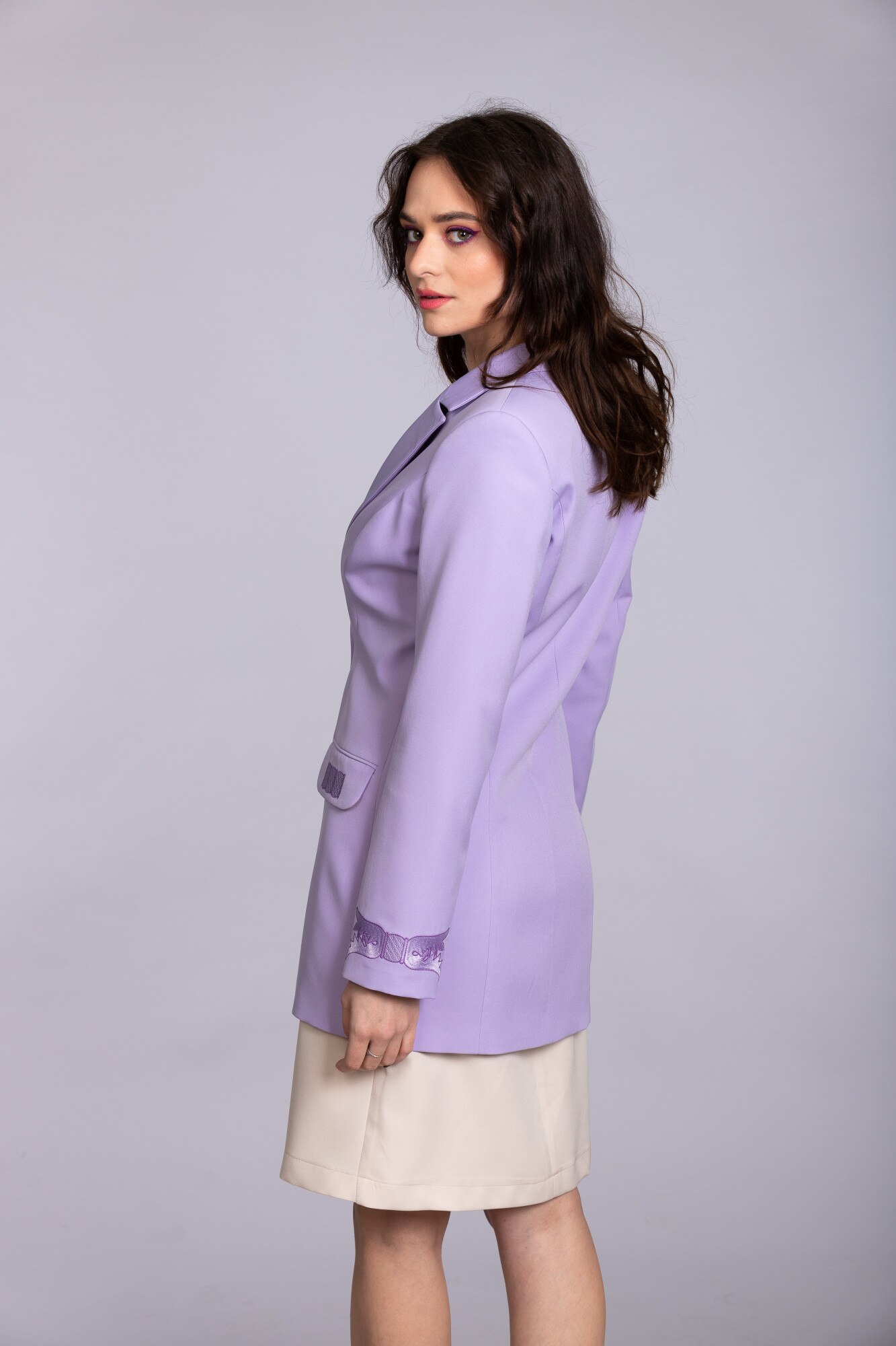Sacou dama cu broderie Ruxandra, lila, S - eMAG.ro