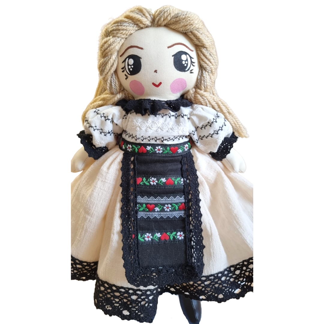Papusa handmade traditionala romaneasca Romancuta, blonda, 36 cm - eMAG.ro