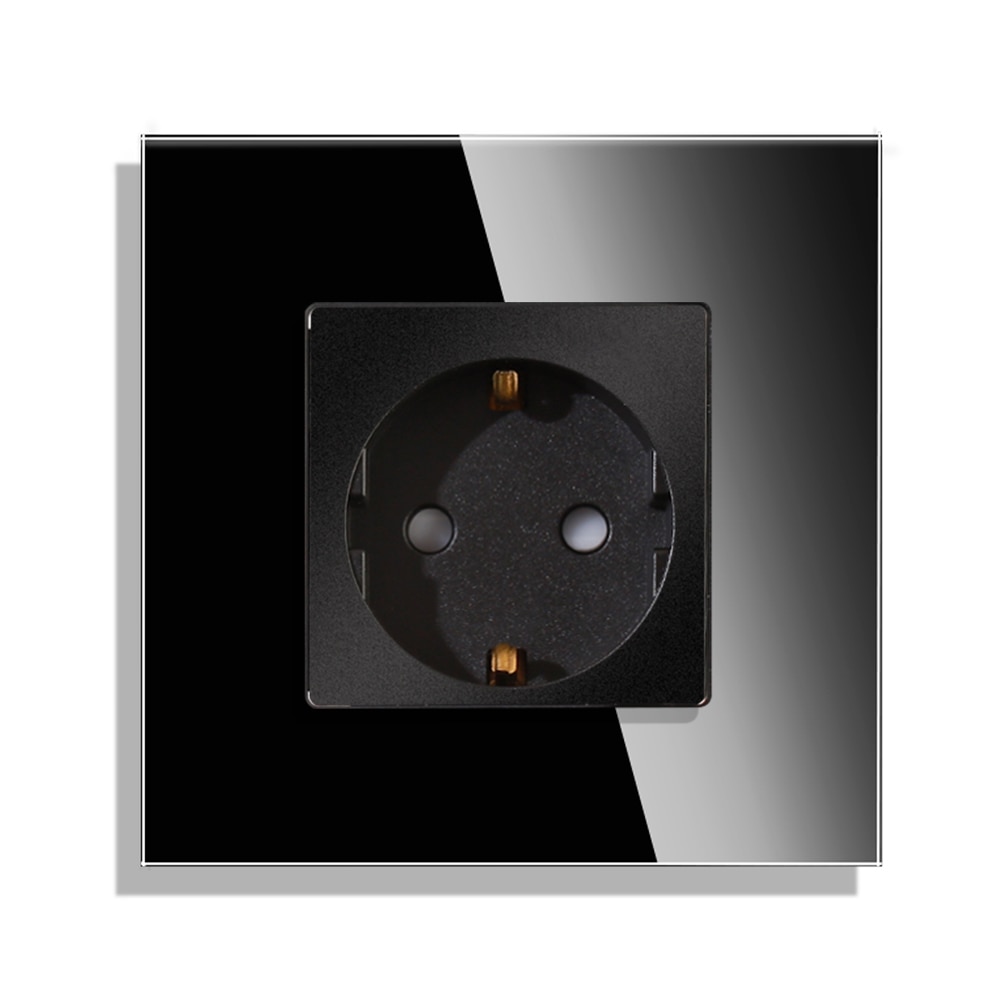 Priza Simpla LUXION cu Rama din Sticla, Negru - eMAG.ro
