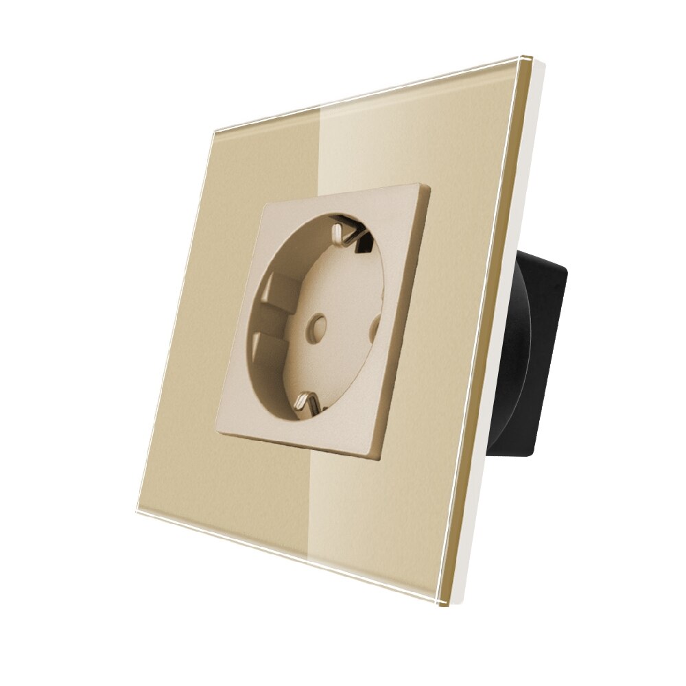 Priza Simpla LUXION cu Rama din Sticla, Auriu - eMAG.ro