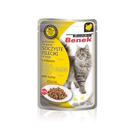 Hrana umeda pentru pisici Super Benek, File de curcan, 85g - eMAG.ro