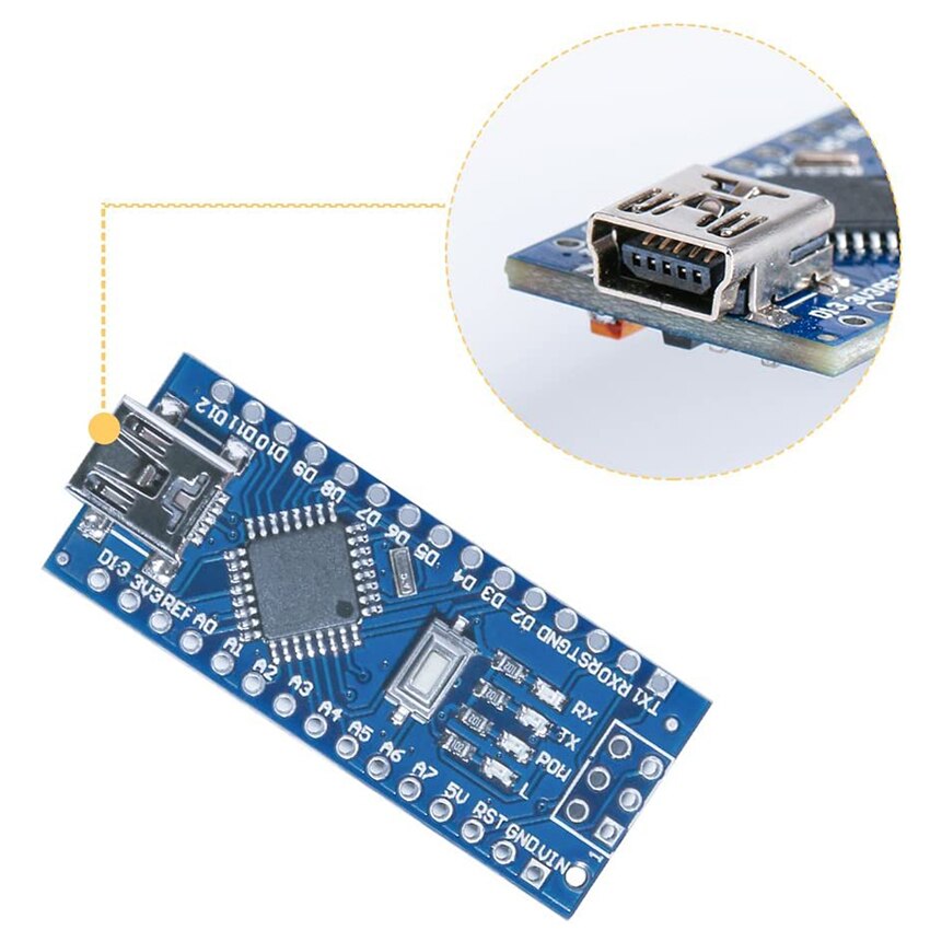 Placa microcontroler Nano V3.0 ATmega328P, USB, 5V, Albastru - eMAG.ro
