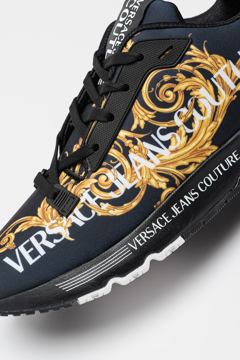 Versace Jeans Couture, Неопренови спортни обувки с принт, Черен, 40 ...