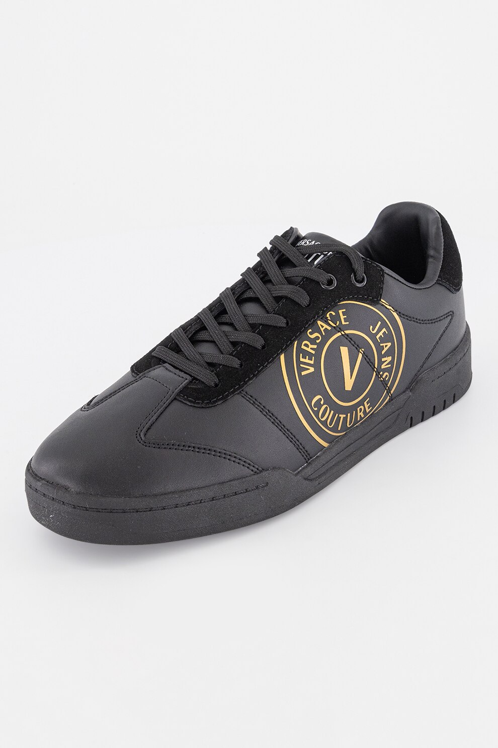 Versace Jeans Couture, Pantofi sport din piele cu logo, Negru, 40 - eMAG.ro