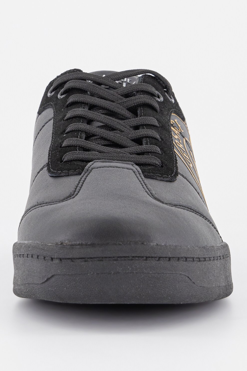Versace Jeans Couture, Pantofi sport din piele cu logo, Negru, 40 - eMAG.ro