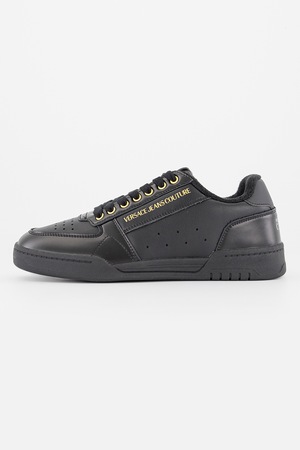 Versace Jeans Couture, Pantofi sport din piele cu detaliu logo, Negru ...