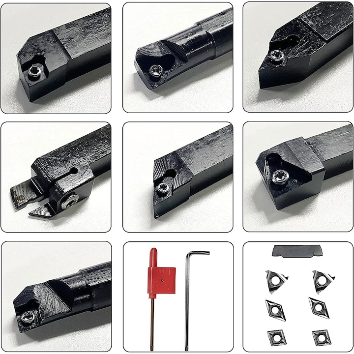 Set cutite de strung cu placute amovibile, 7 piese de strunjit de 10 mm ...
